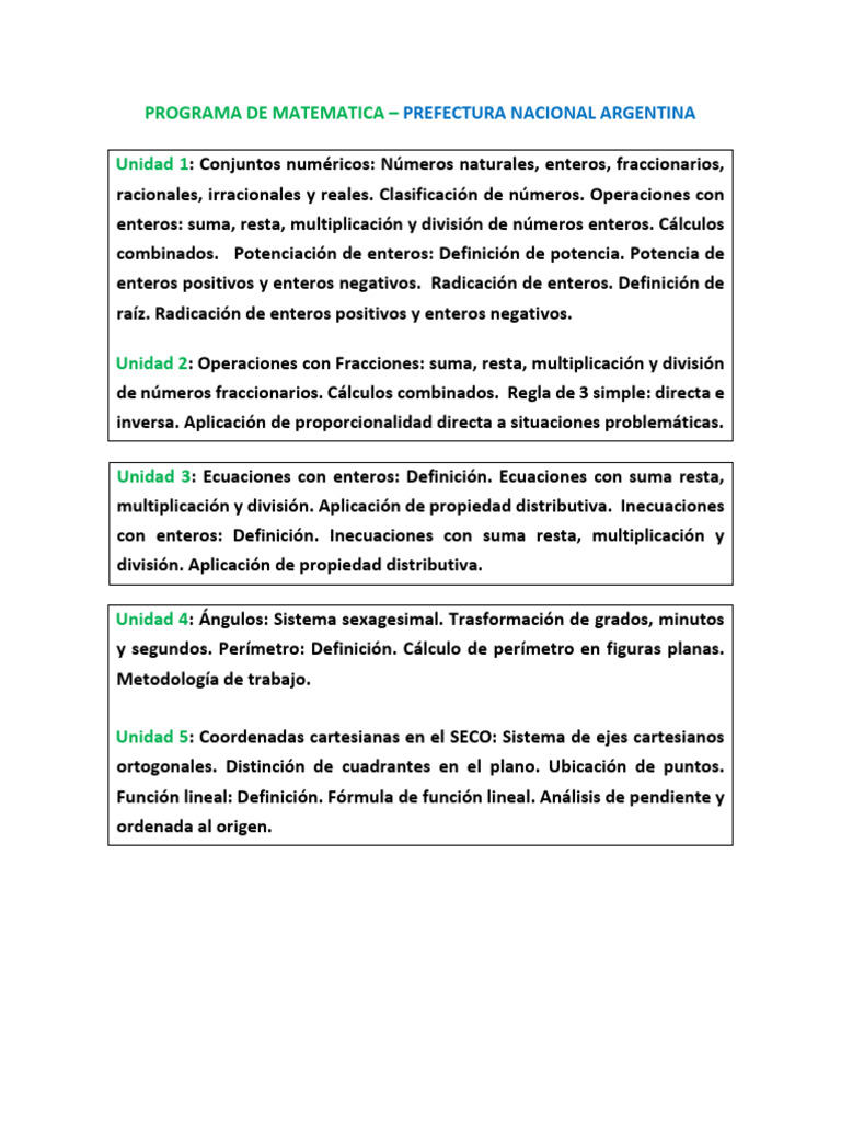 Programa de Matematica Pna | PDF