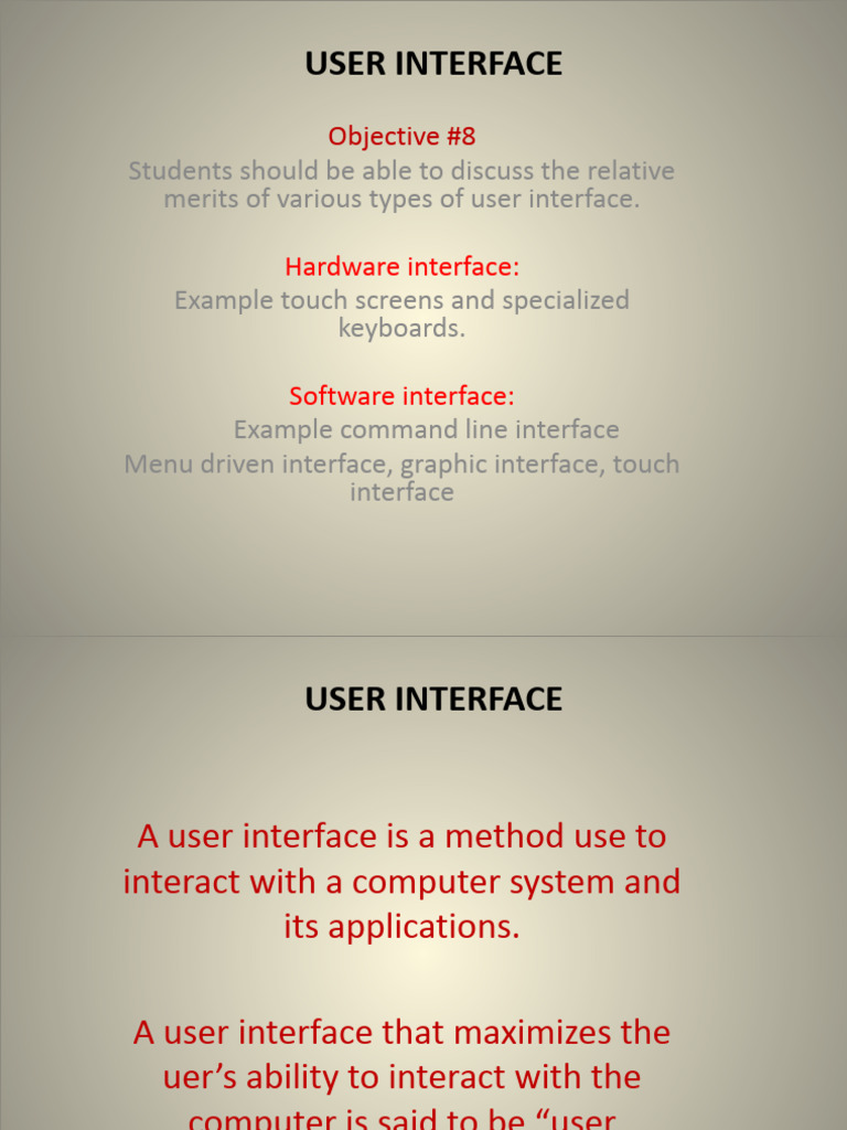 Objective 8 - User Interface | PDF | Menu (Computing) | Graphical User Interfaces