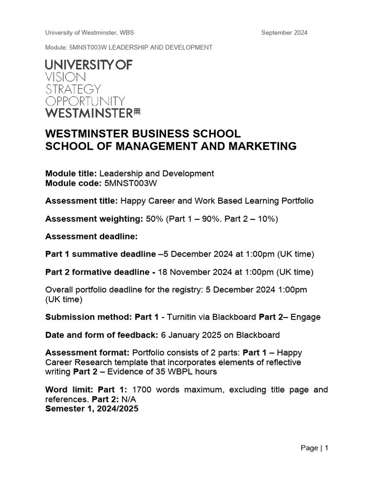 Leadership & Development Portfolio | PDF | Plagiarism | Turnitin