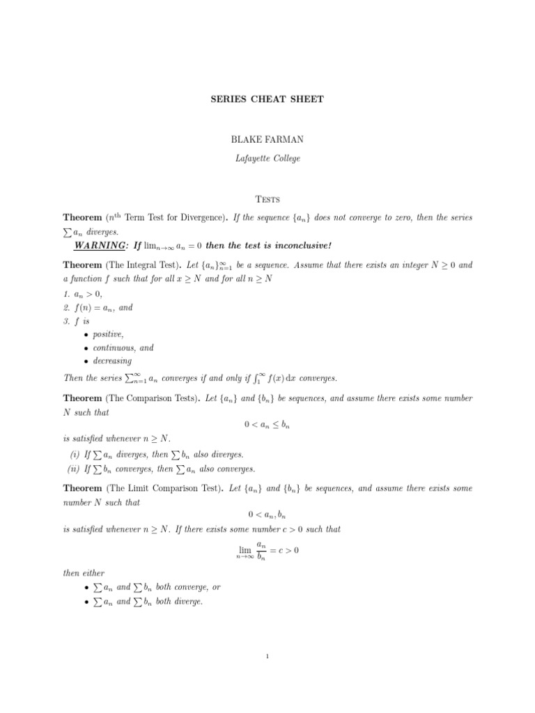 series.cheat_.sheet_ | PDF | Mathematical Analysis | Functions And Mappings
