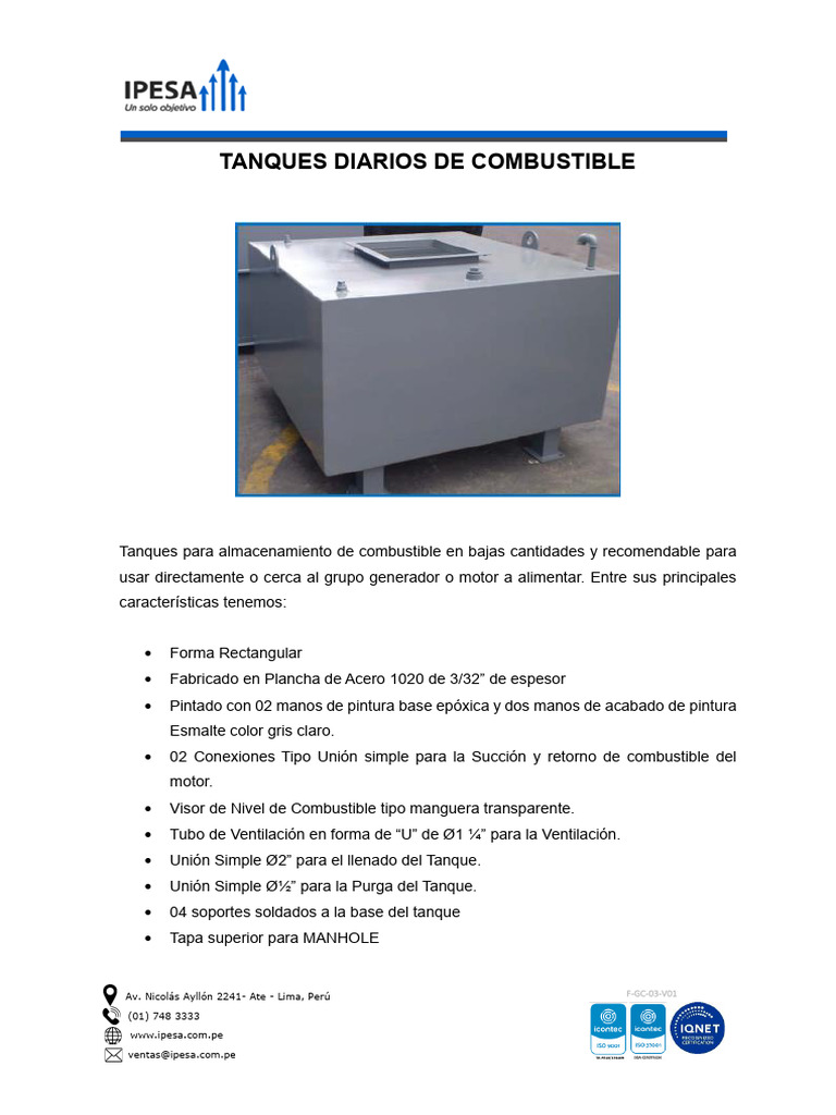 EETT Tanque Diario | PDF