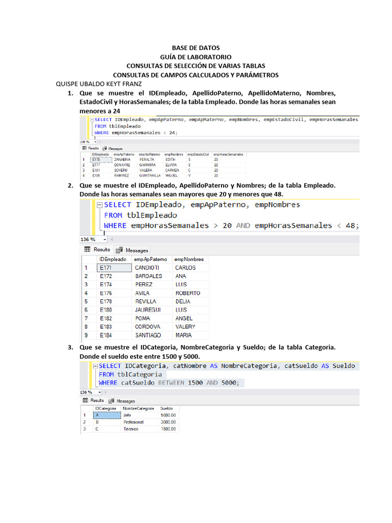 Consultas SQL para Empleados y Categorías | PDF