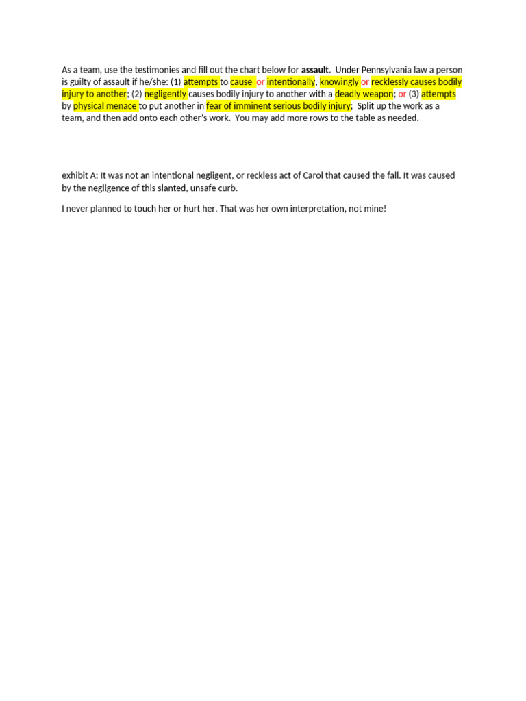 Assault Document | PDF
