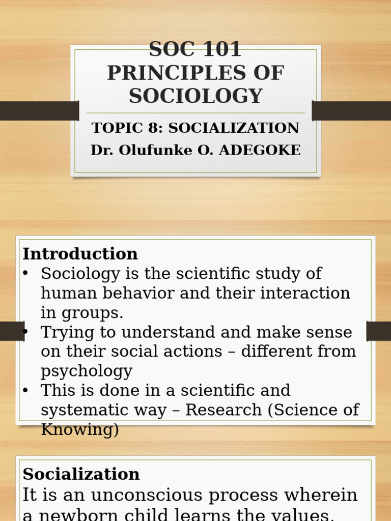 Soc 101 - Topic 8-Socialization (2) | PDF | Socialization | Id