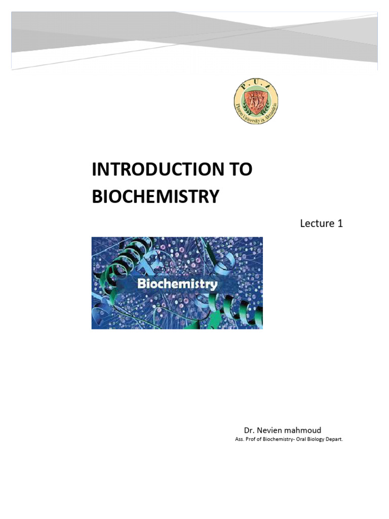 Introduction of Biochemistry | PDF | Biochemistry | Chemistry