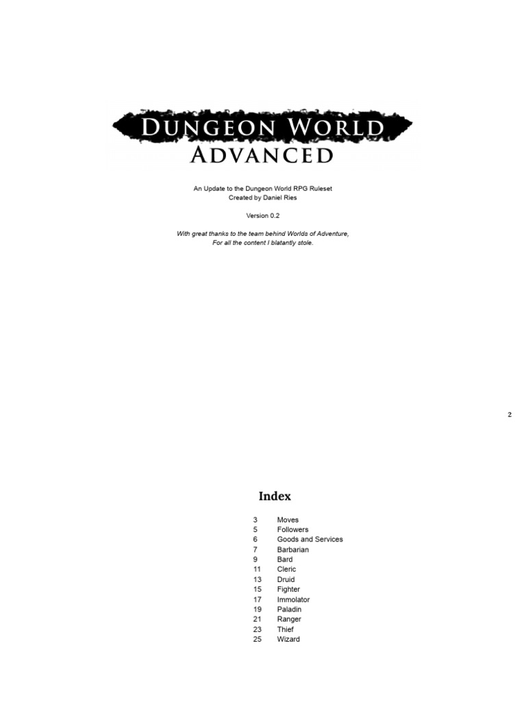 Dungeon World RPG Update | PDF | Armour