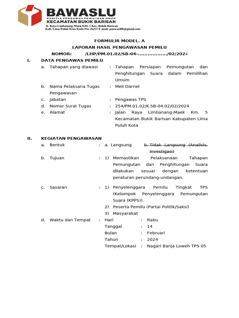 Form A PTPS 2024 Rabu 14 Feb | PDF