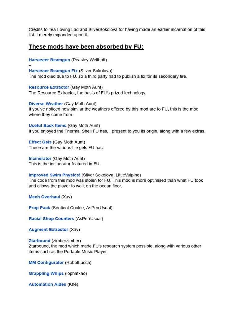 Mods in FU + Alternatives | PDF