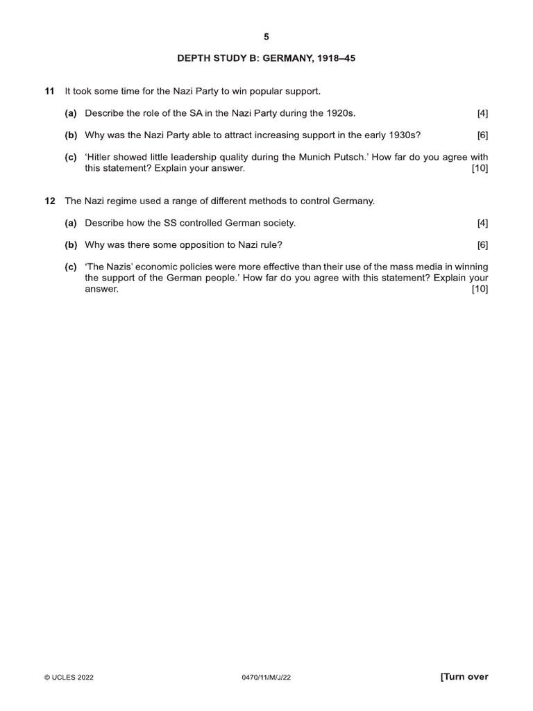 1 Paper 1 Depth Studies | PDF