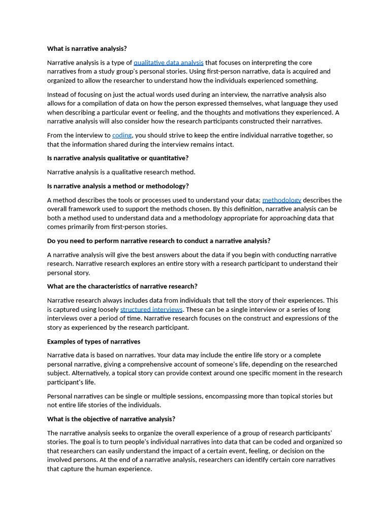 What is narrative analysis | PDF | Methodology | Qualitative Research