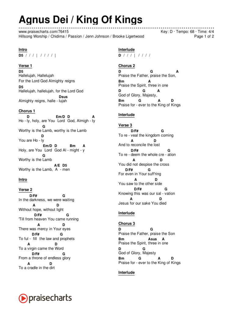 Agnus Dei & King of Kings Lyrics | PDF | Lamb Of God | Religious Belief ...