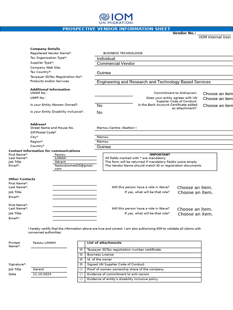 Vendor Information Sheet - WAVE - 2024 | PDF | Wire Transfer | Payments