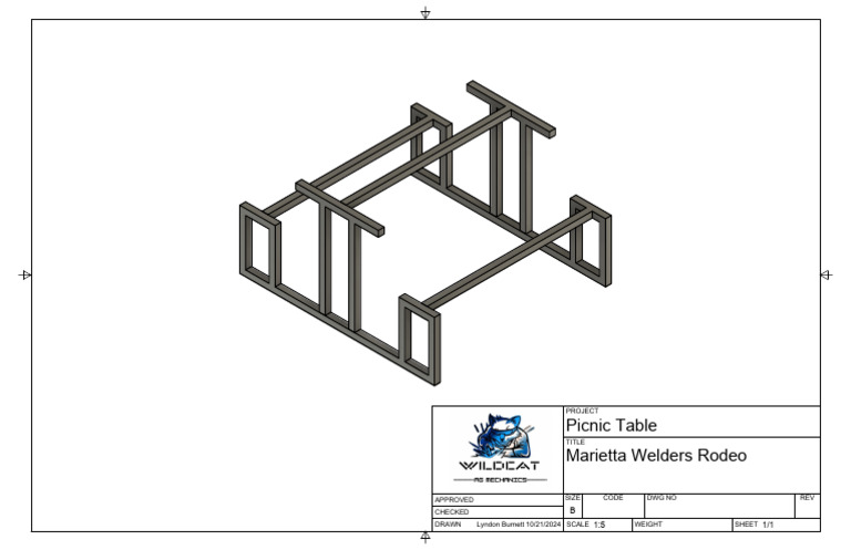 Picnic Table Drawing (Home View) v1 | PDF