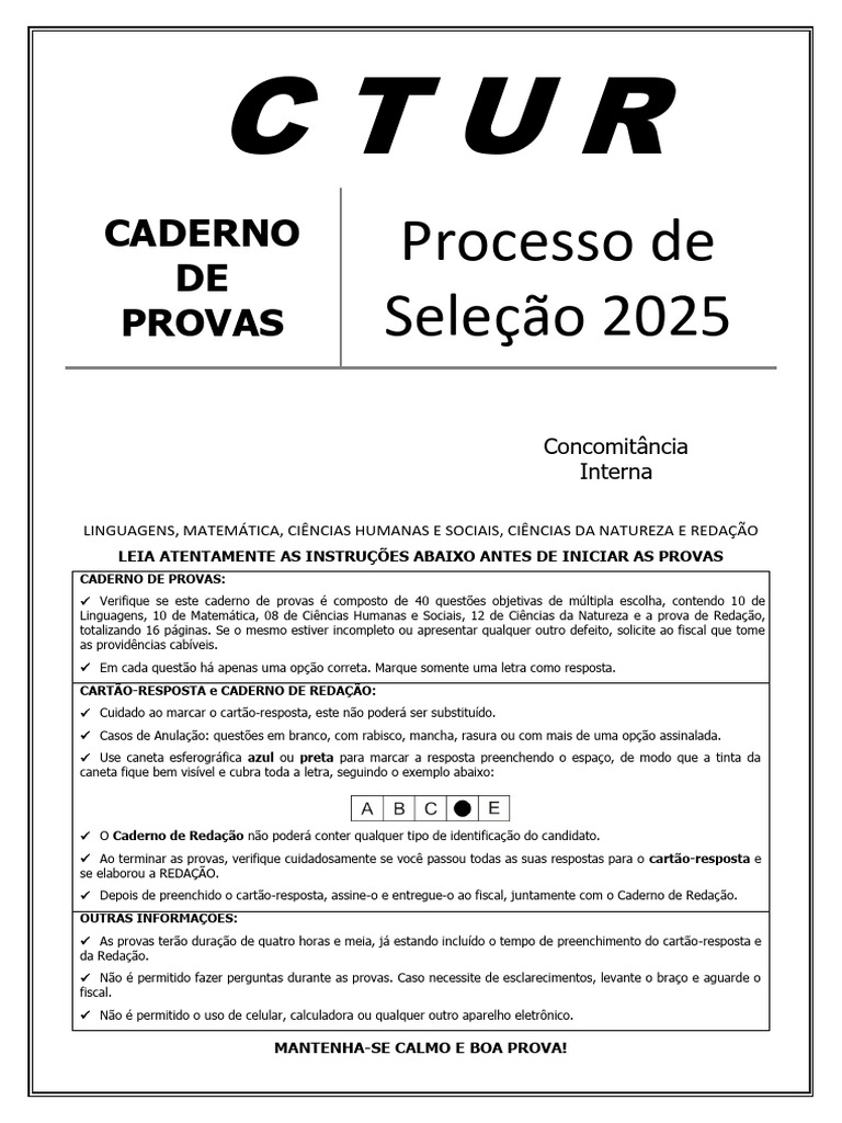 Prova Do Ctur Ensino Médio 2024/2025 | PDF | Poluição | Brasil