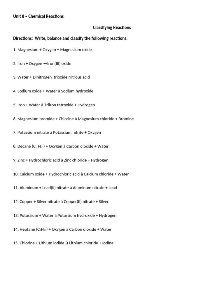 Classifying Reactions | PDF