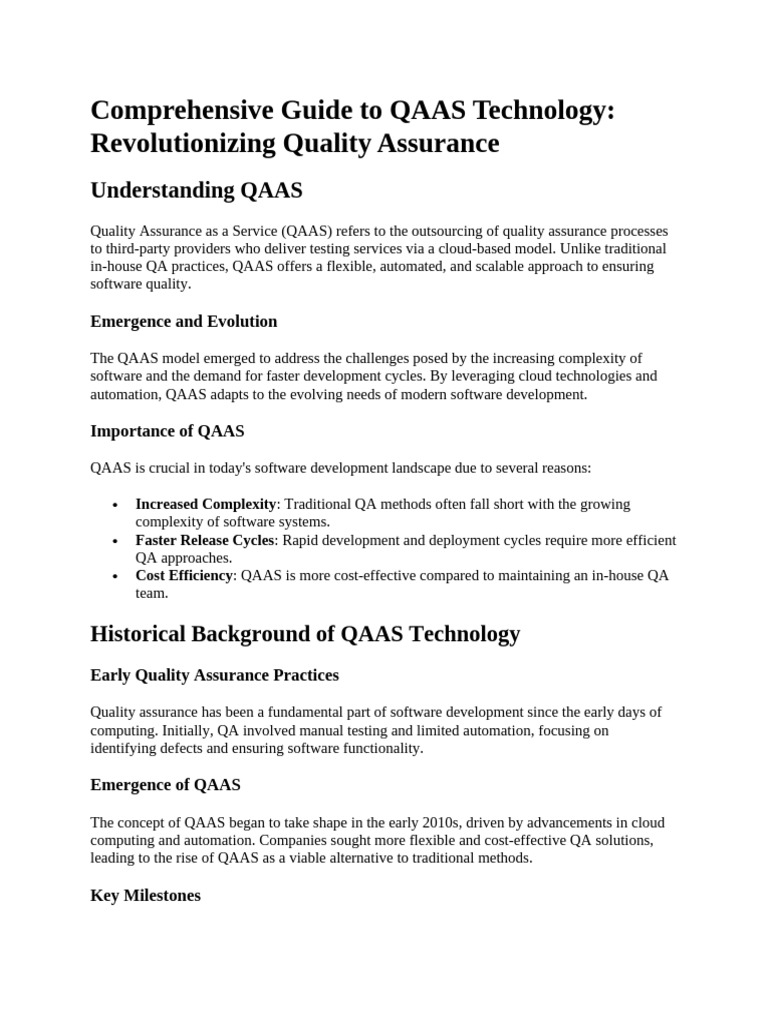 Comprehensive Guide to QAAS Technology | PDF | Quality Assurance ...
