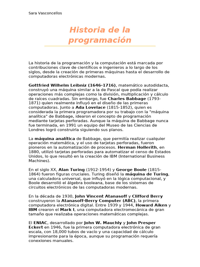 Historia de La Programación | PDF | Objeto (informática) | Lenguaje de ...