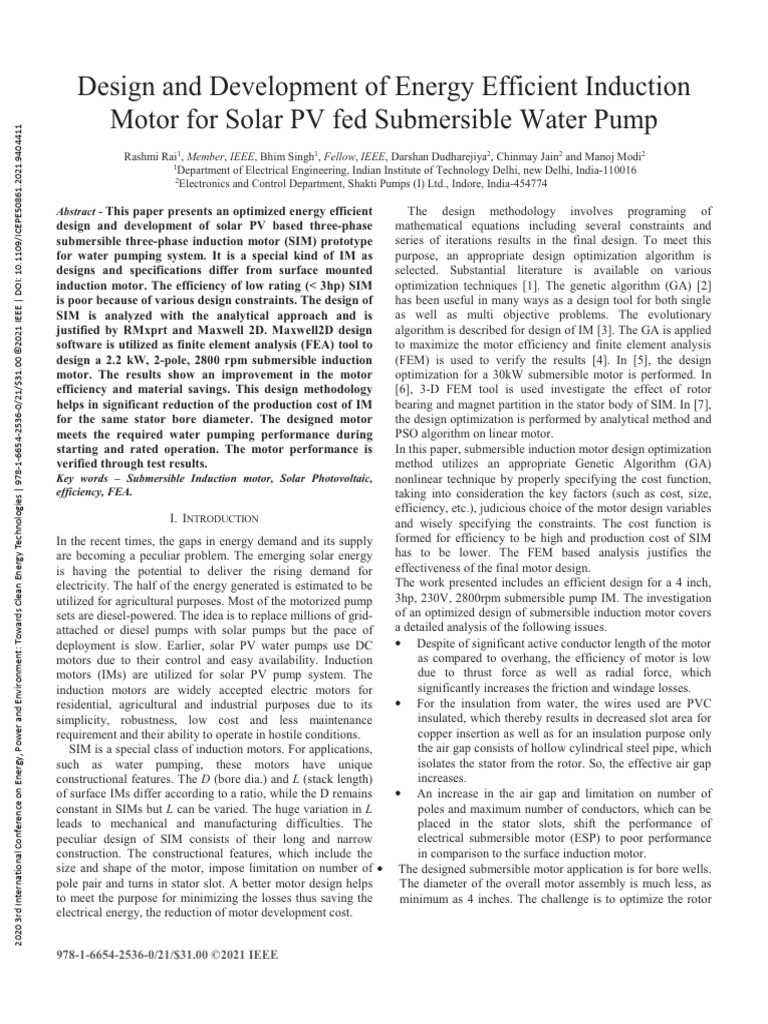 4design and Development of Energy Efficient Induction Motor For Solar ...