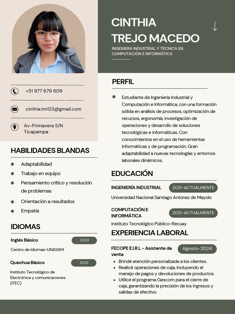 Cinthia Trejo Macedo-Cv | PDF | Informática | Ingeniería Industrial