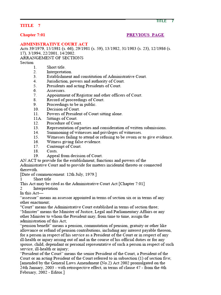 Administrative Court Act 7 01 | PDF | Presidents Of The United States ...