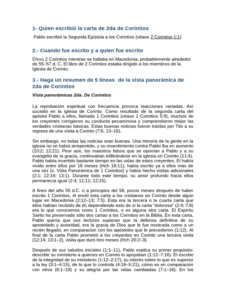 Análisis de la Segunda Carta a los Corintios | PDF | Pablo el apóstol ...