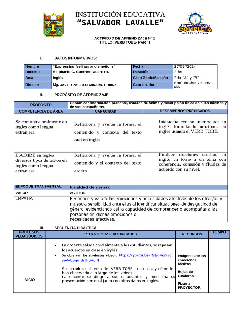 SESIÓN 02 - SEMANA 3 - INGLÉS VCVV (Recuperado Automáticamente) | PDF ...