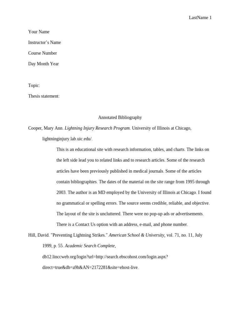MLA Annotated Bibliography Template | PDF