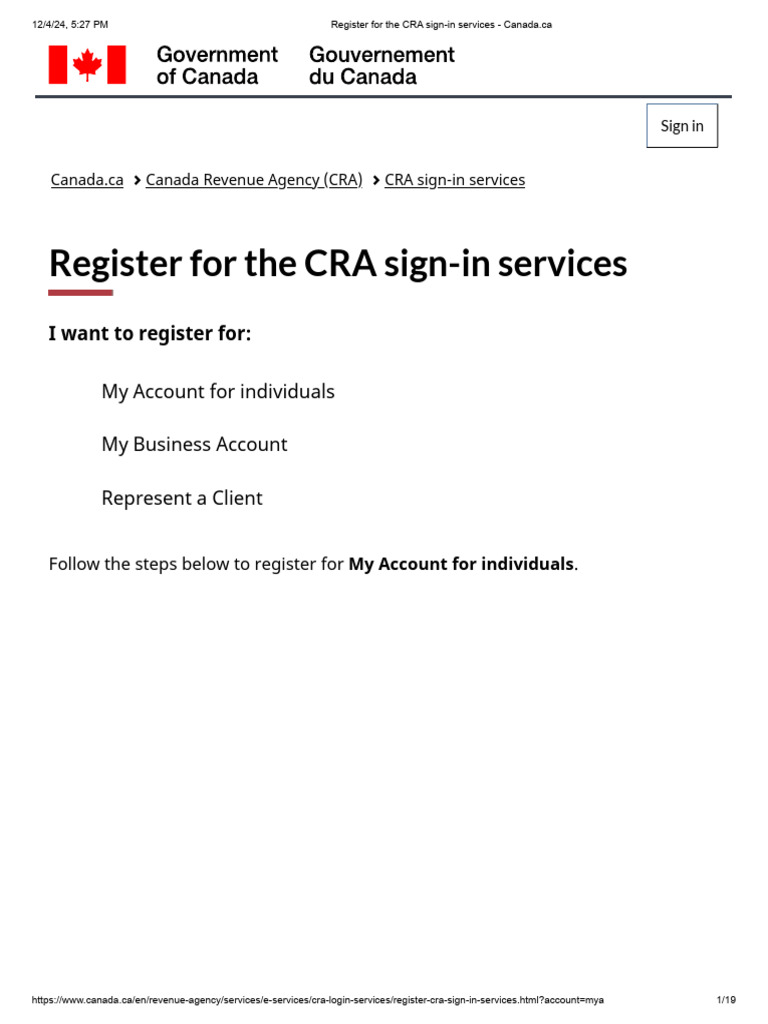 Register for the CRA sign-in services - Canada.ca | PDF | Password ...