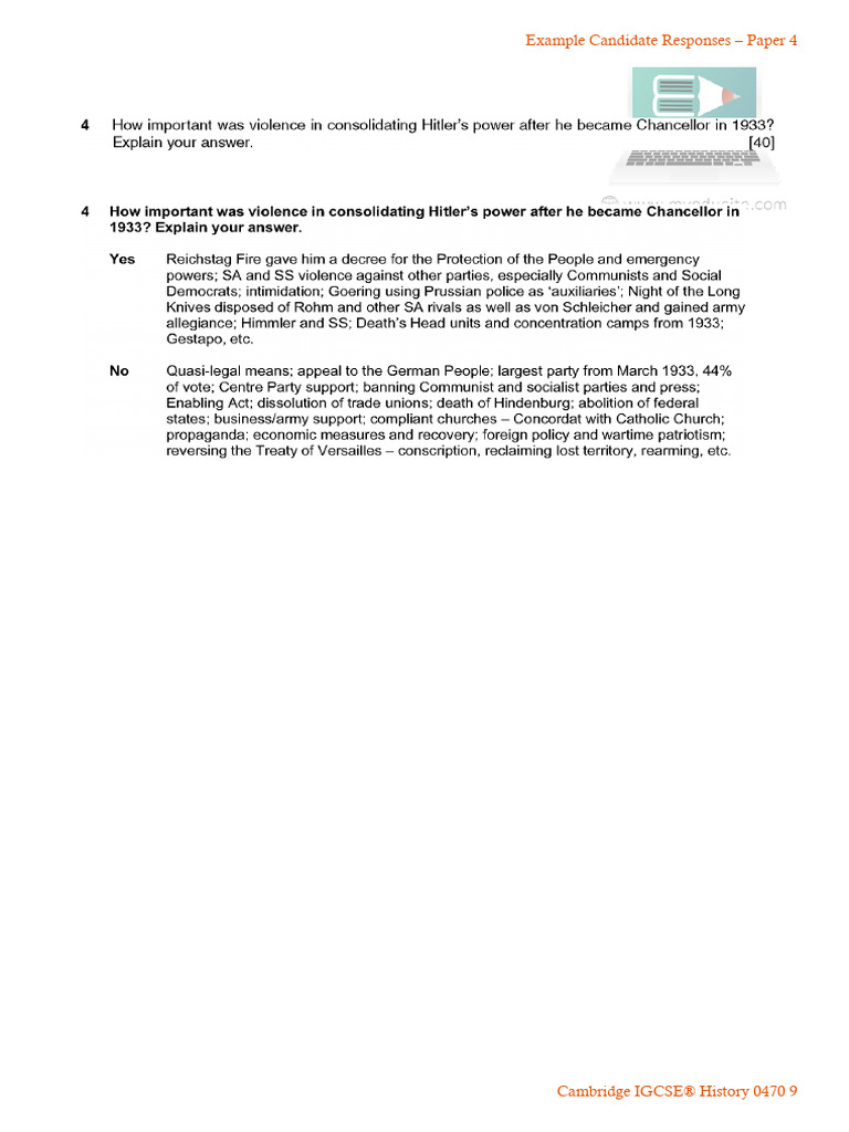 0470 Example Candidate Responses Paper 4 | PDF | Nazi Germany | Adolf ...