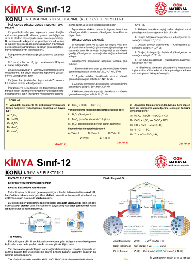 Kimya 12 Ogm Ozet | PDF