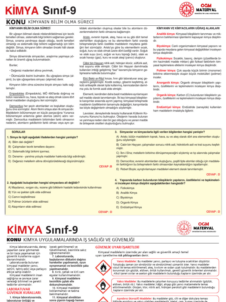 Kimya 9ogm Özet | PDF