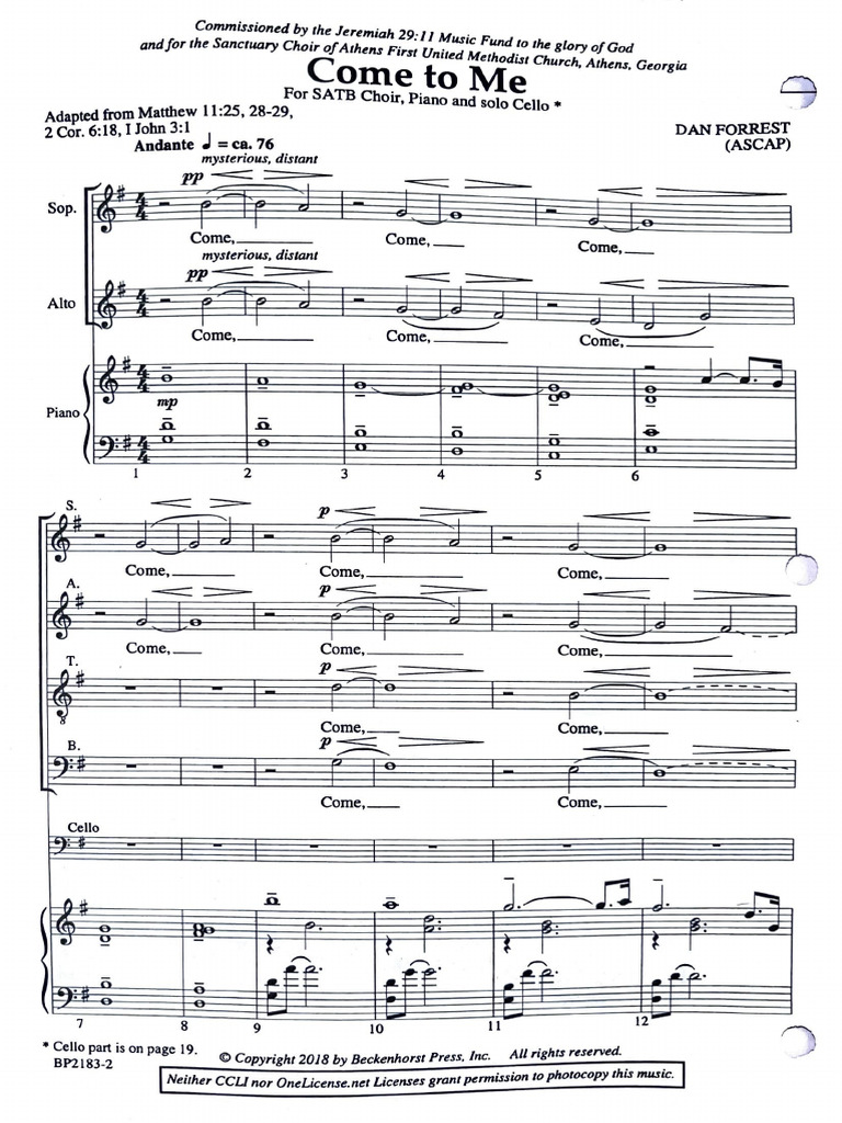 Come To Me - Dan Forrest SATB | PDF