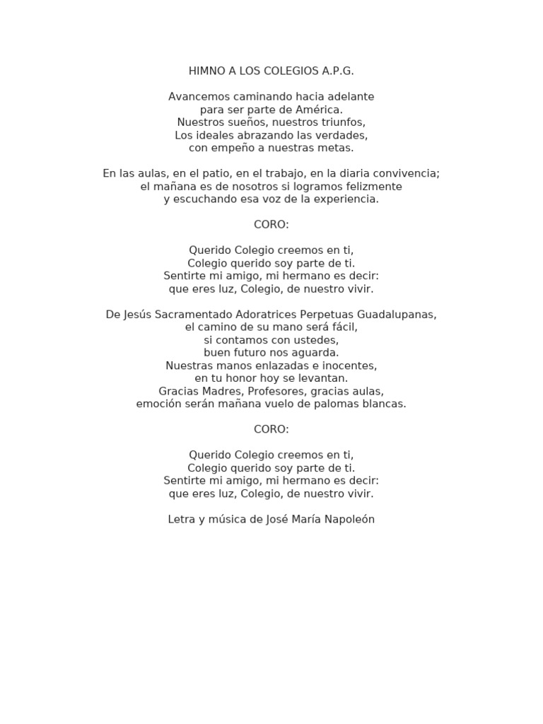 Himno A Los Colegios Apg | PDF