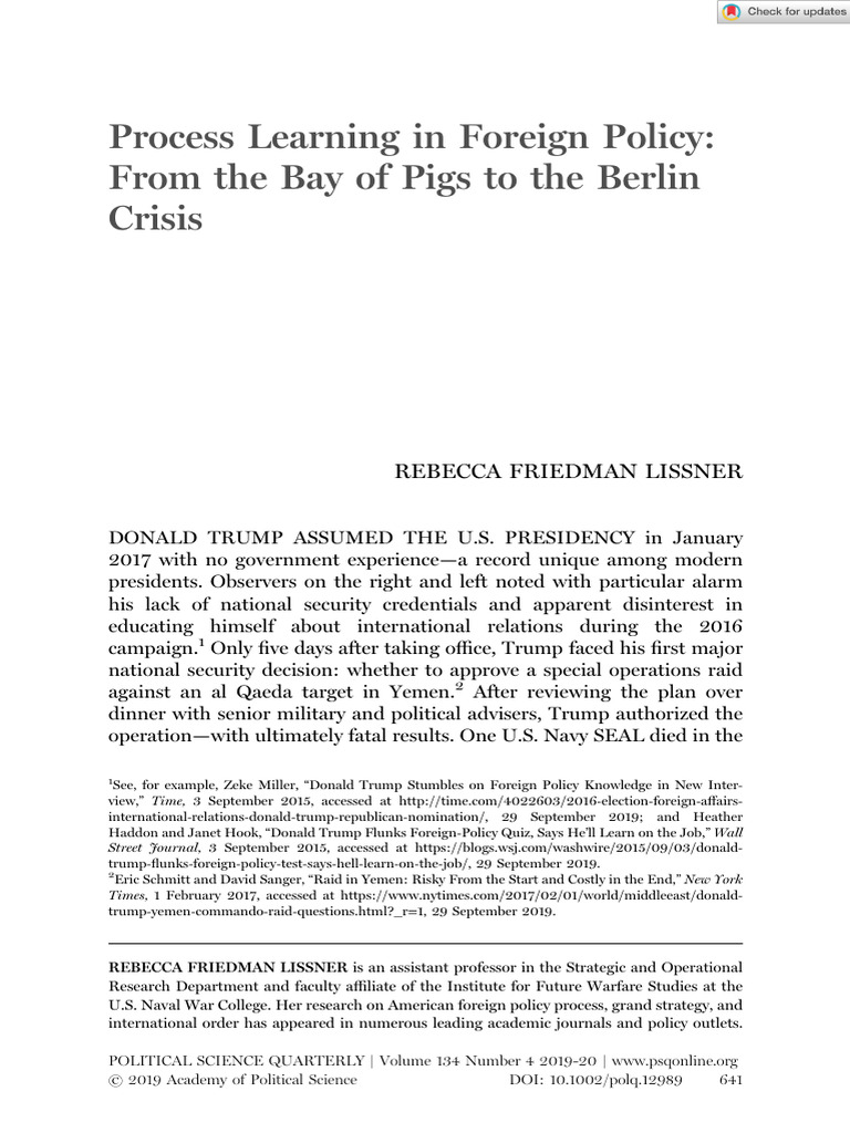 Political Science Quarterly - 2019 - Lissner - Process Learning in ...