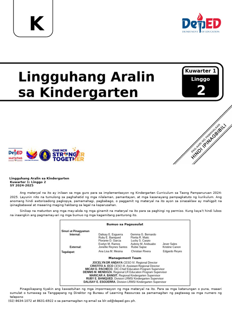 Revisedpdo Week 2 Kindergarten Lingguhang Ver2 | PDF
