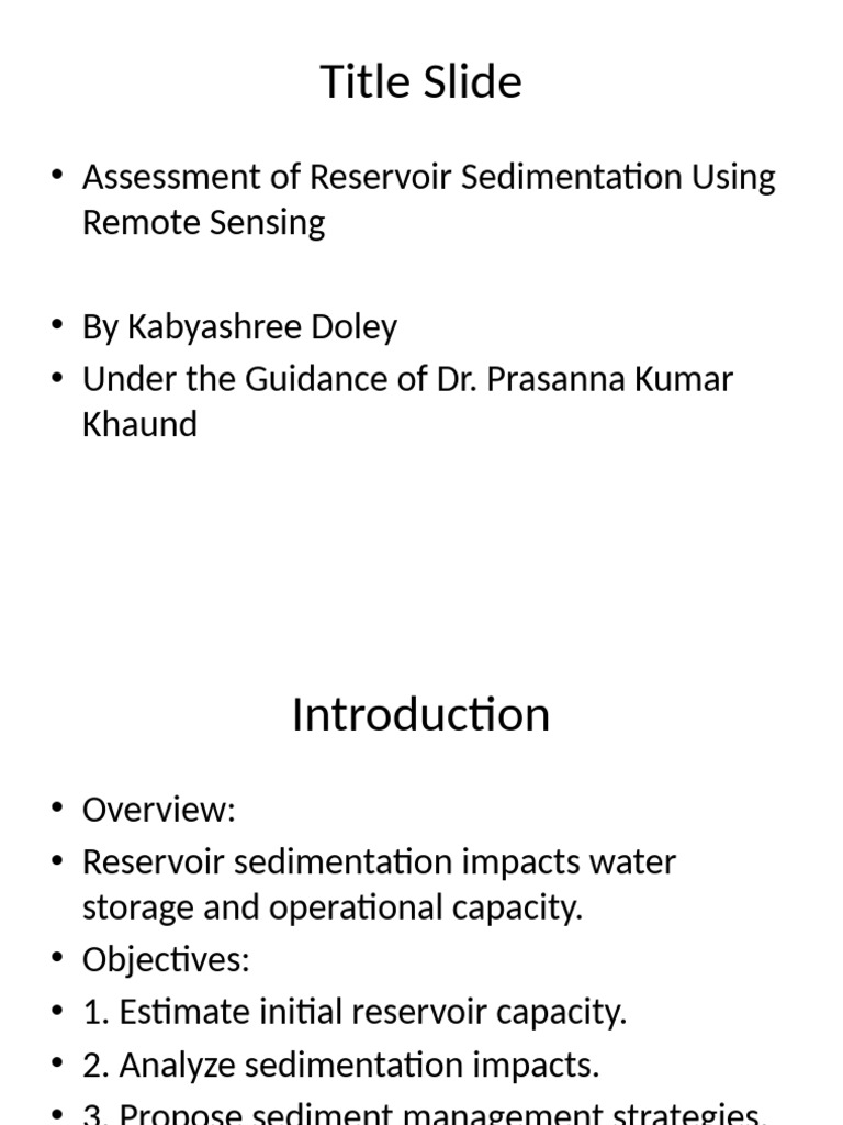 Reservoir Sedimentation Presentation | PDF | Discharge (Hydrology ...