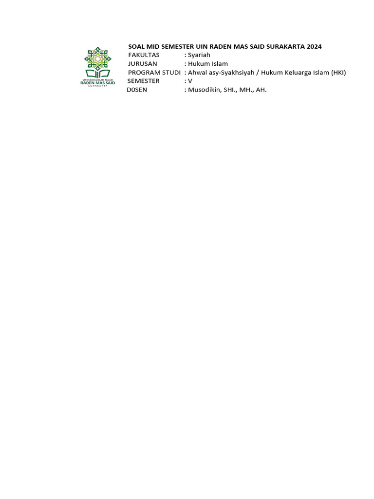 Soal Uts Pa Di Indonesia 2024 | PDF