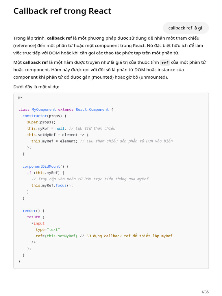 Callback Ref Trong React | PDF