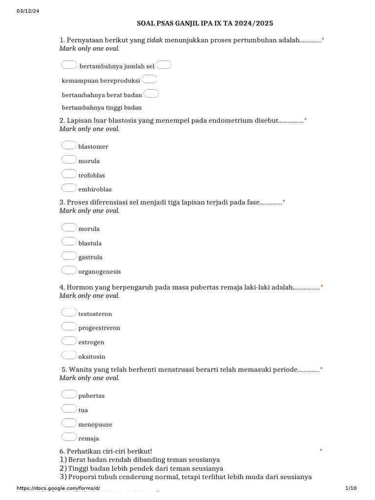 PAS 1 IPA 9 2024 - 2025 - Google Forms | PDF