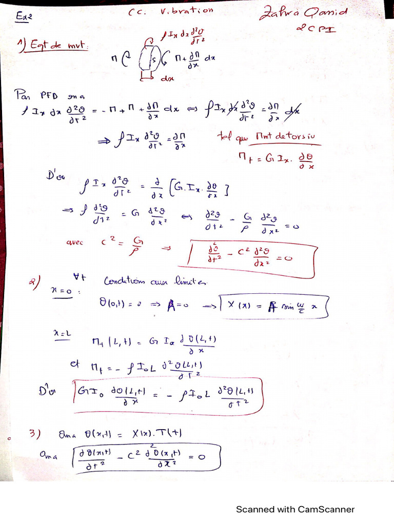 Vibration Des Structures ZAHRA QASSID 2c | PDF