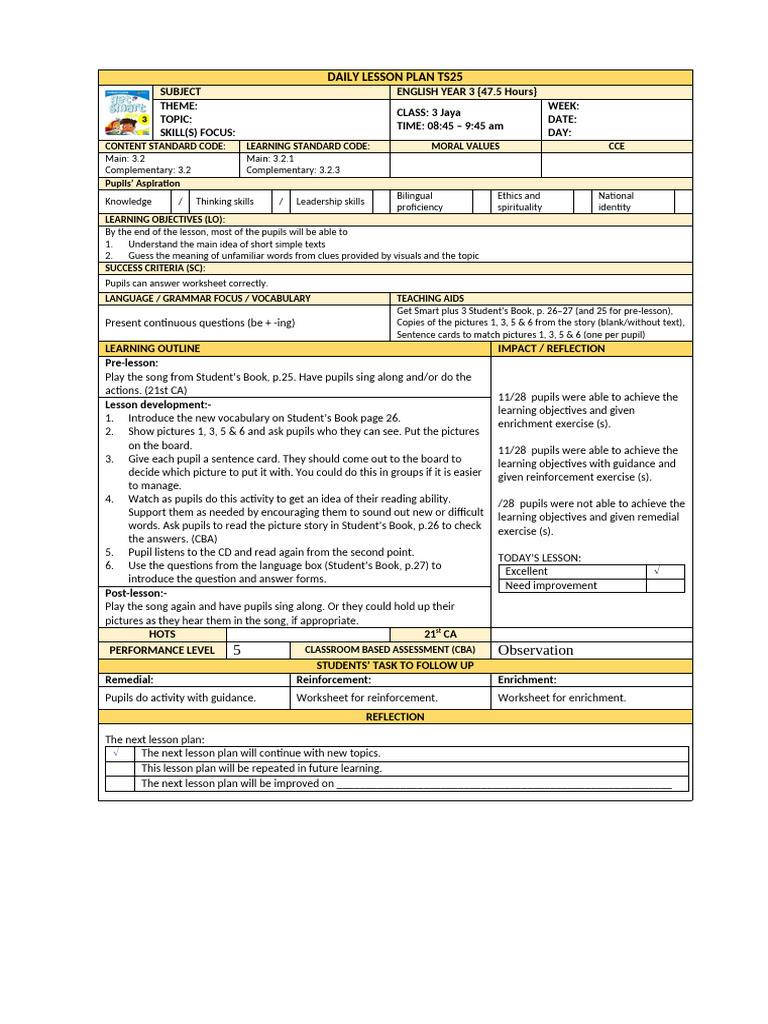 4.week 14 - Wednesday 26.06.2024 | PDF | Lesson Plan | Vocabulary