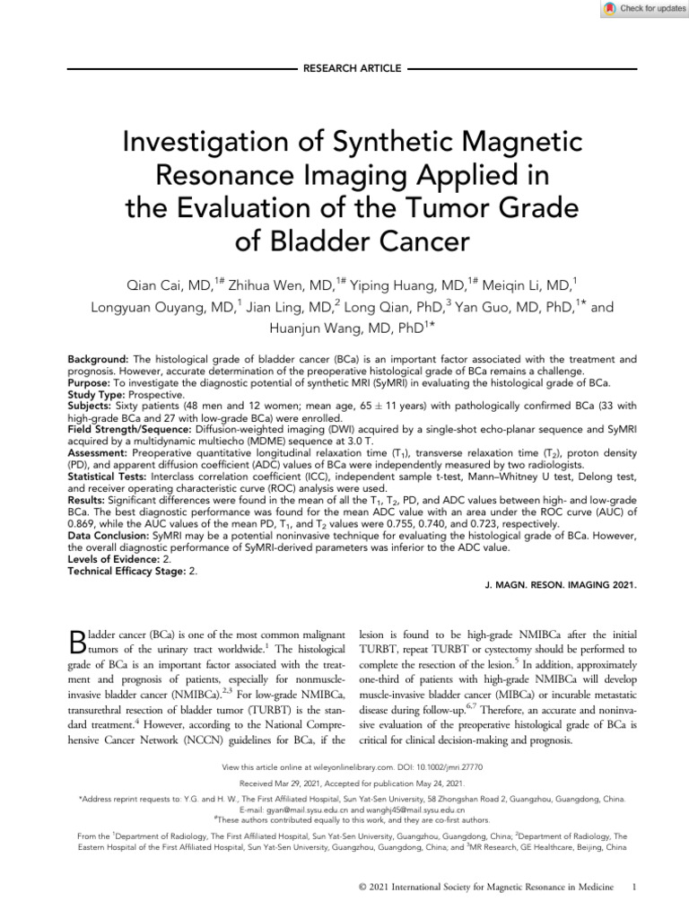 2021 - JMRI - Investigation of Synthetic MagneticResonance Imaging Applied Inthe Evaluation of ...