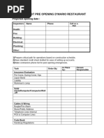 Restaurant Manager Opening Checklist | PDF | Restaurants | Employment