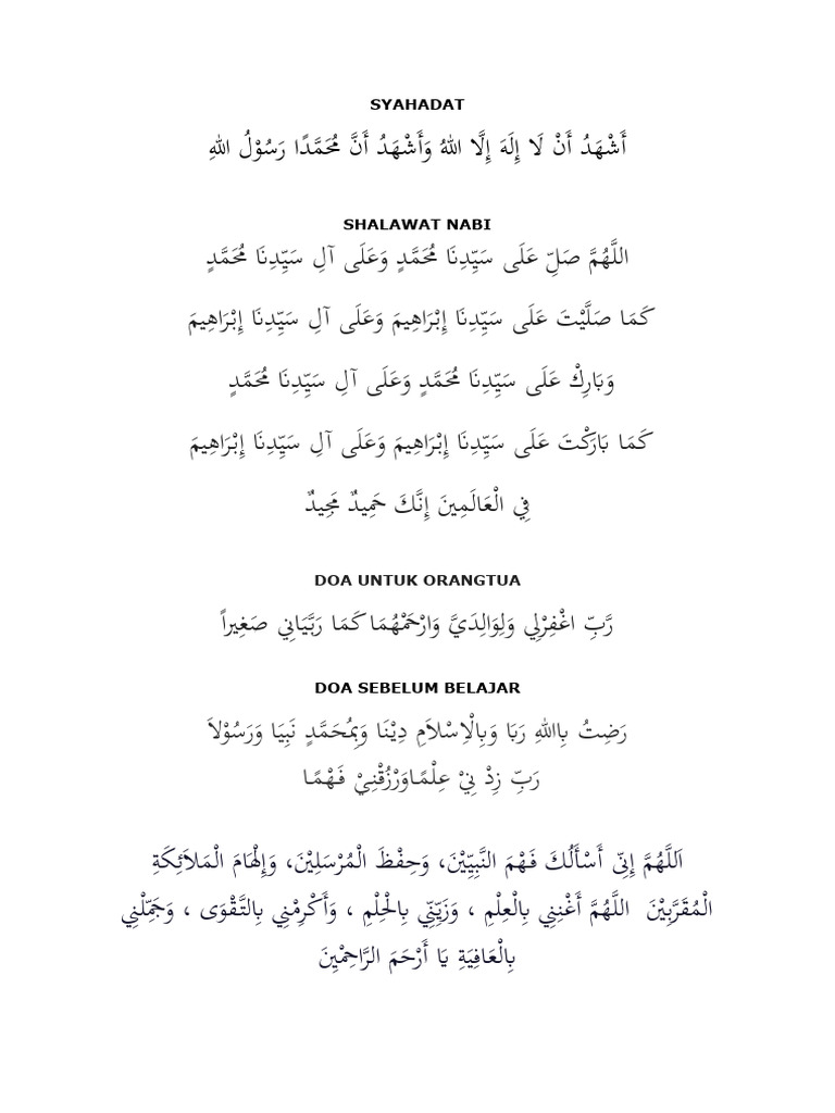 Doa, Syahadat, Asmaul Husna Fix 2023 | PDF