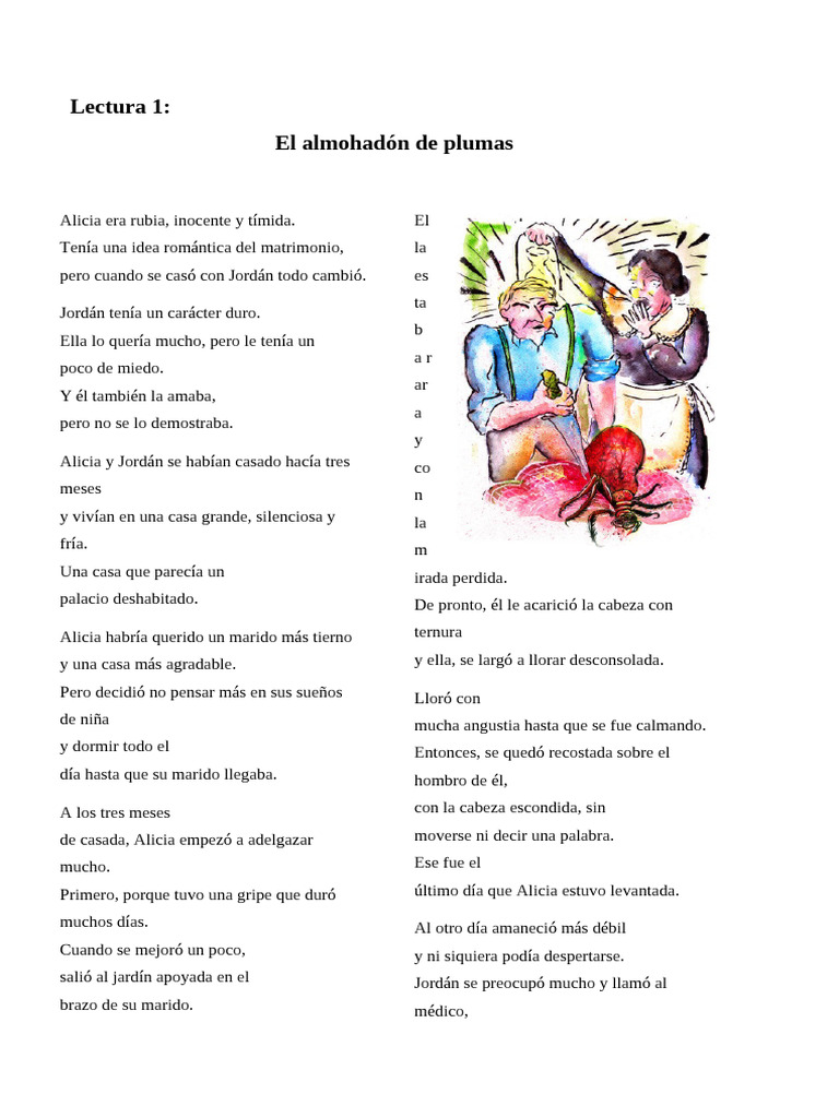 Lectura El Almohadon de Plumas | PDF | Evaluación
