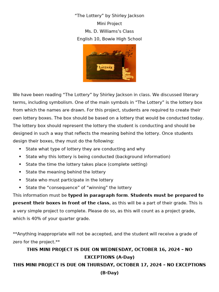 The Lottery Mini Project | PDF