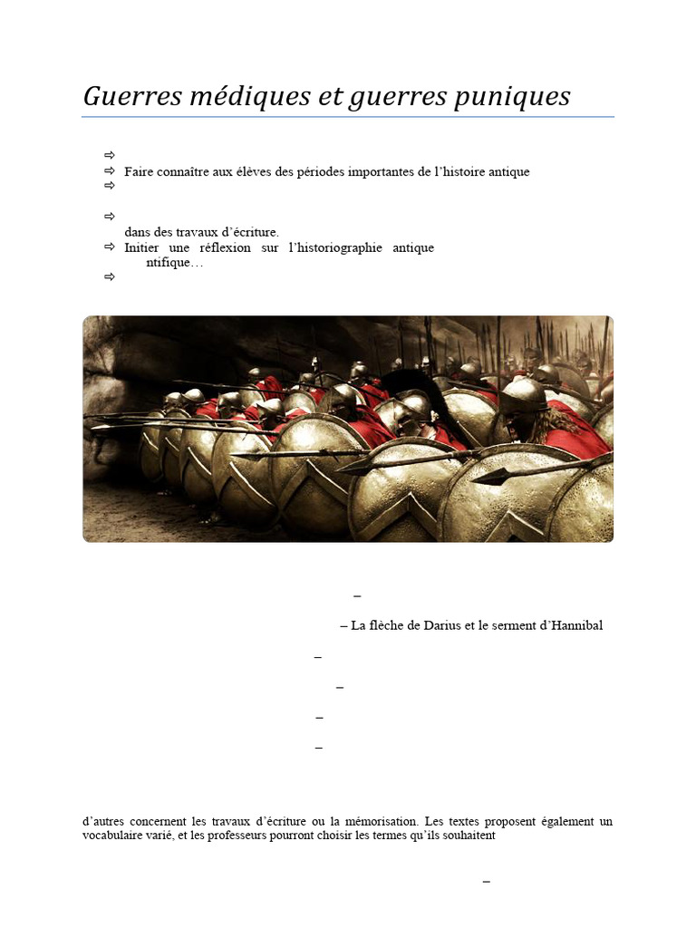 Guerres Médiques et Puniques en 4ème | PDF | Sparte