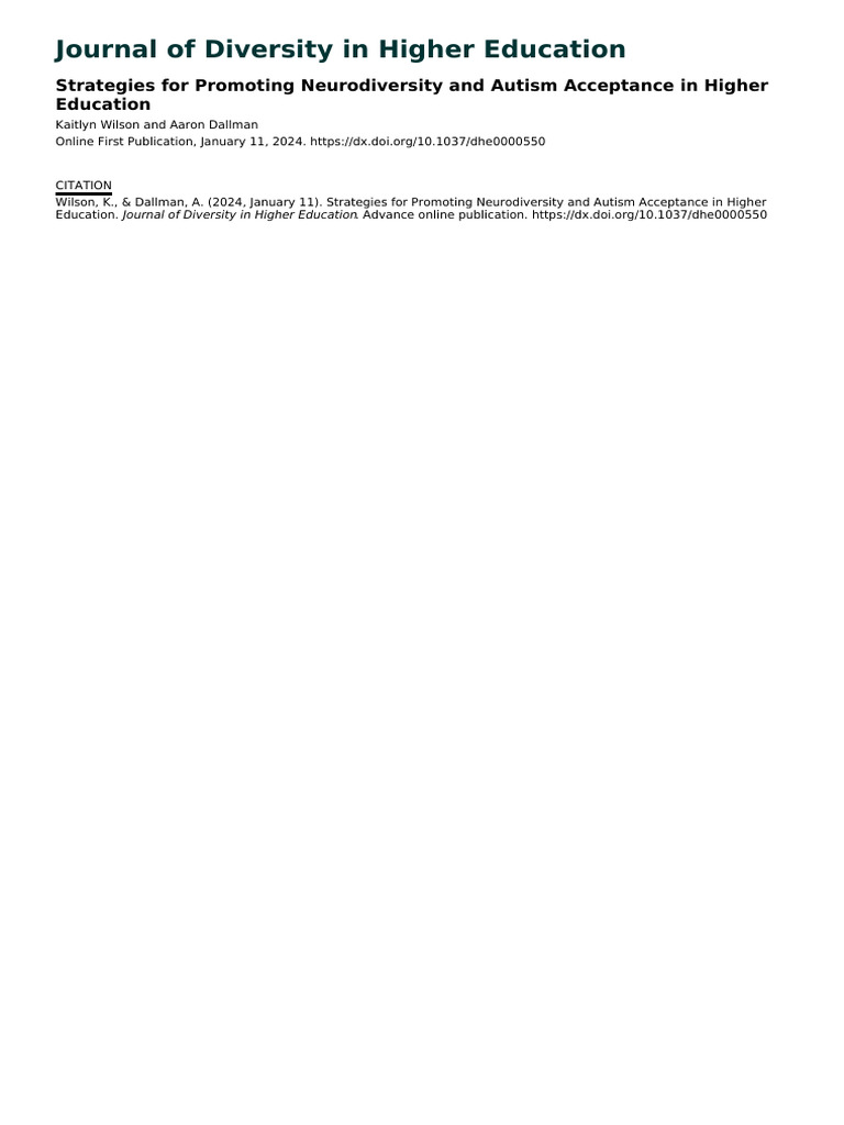 Strategies Promoting Neurodiversity in HE | PDF | Autism Spectrum ...
