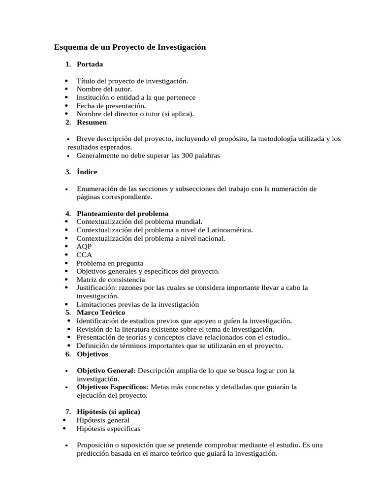 Esquema de Un Proyecto de Investigación | PDF | Teoría | Hipótesis