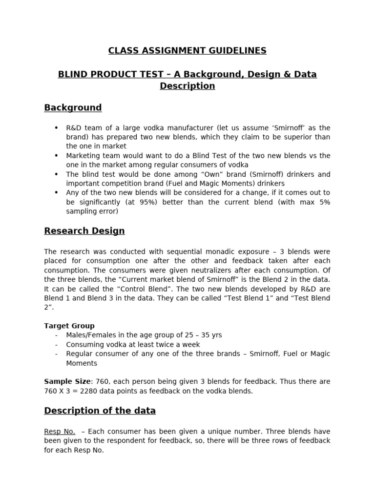 Blend Test - Data Description | PDF